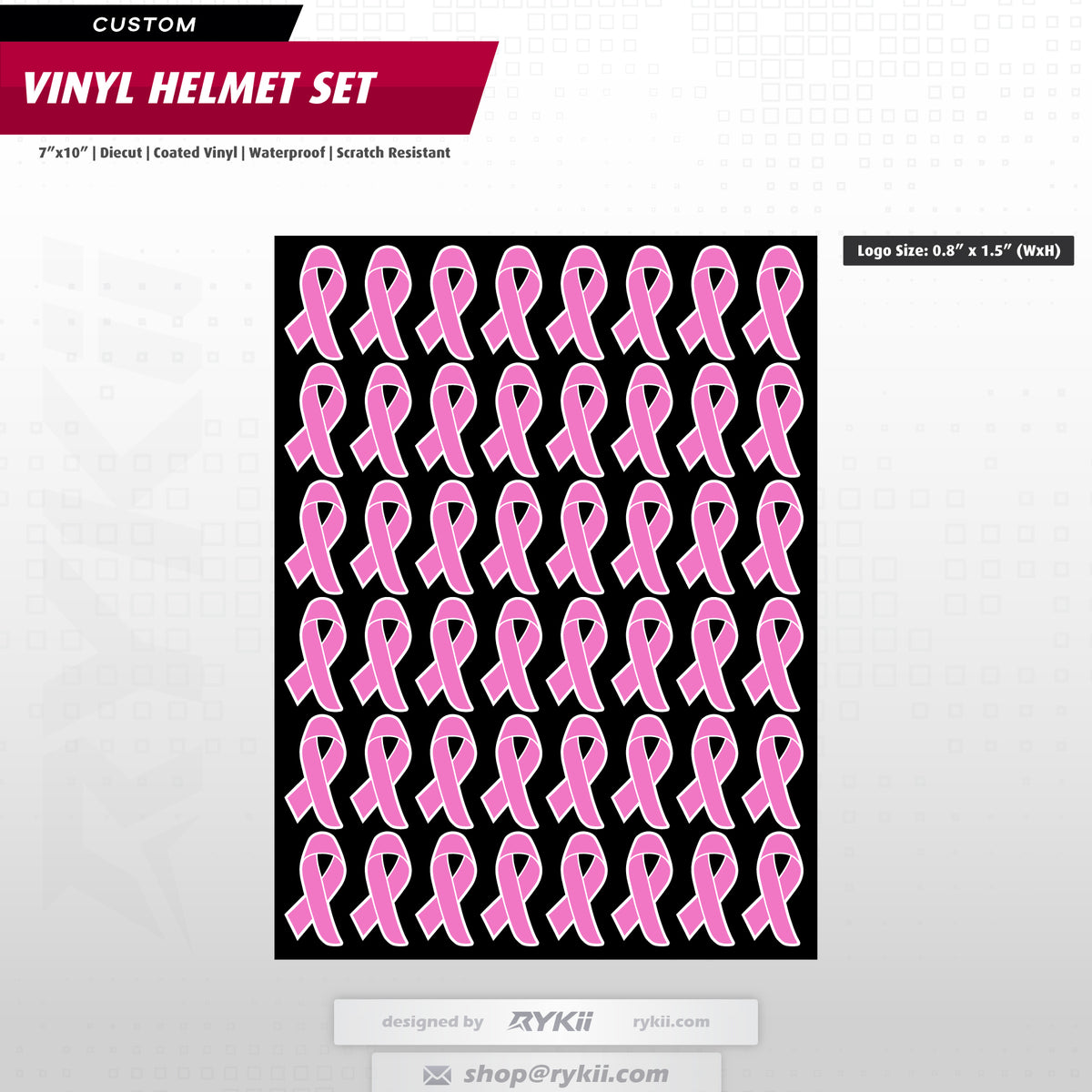 7x10 "Pink Ribbon" Custom Helmet Sticker Sheet – Rykii Inc.
